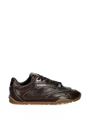 Pinko Crystal-embellished Leather Lace-up Sneakers