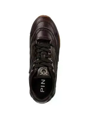 Pinko Crystal-embellished Leather Lace-up Sneakers
