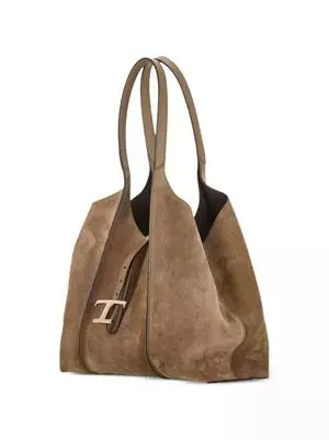TOD'S T Timeless Shopping Bag In Suede Small - Brown