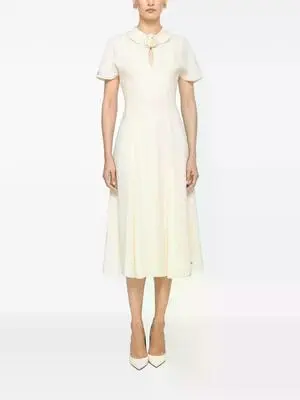 NISSA Floral-detail Midi Dress - Neutrals