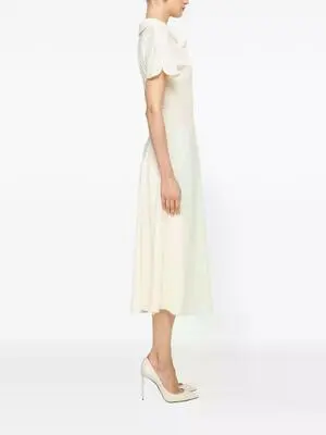 NISSA Floral-detail Midi Dress - Neutrals