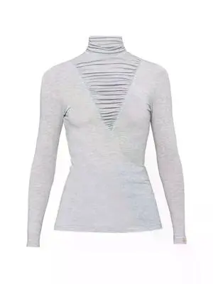 NISSA Lyocell Wool-blend Turtleneck Top With Long Sleeves