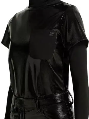 COURREGES Pocket-detail Vinyl T-shirt