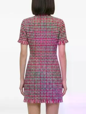 SELF-PORTRAIT Check-pattern Frayed-trim Mini Dress