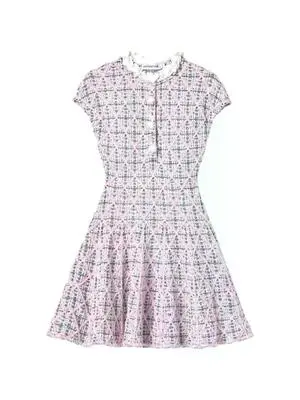 SELF-PORTRAIT Check-knit Beaded Dress