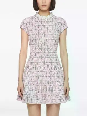SELF-PORTRAIT Check-knit Beaded Dress
