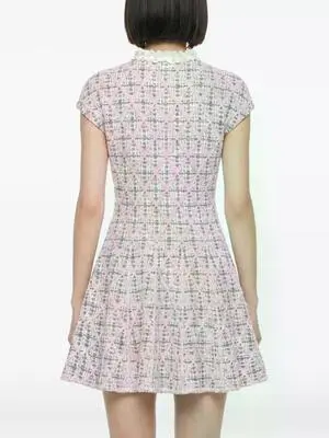 SELF-PORTRAIT Check-knit Beaded Dress