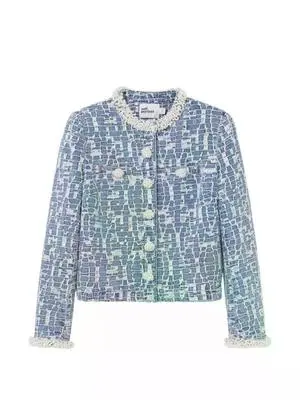 SELF-PORTRAIT Textured-finish Denim Jacket - Blue