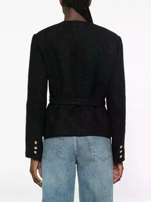 Maje Belted Double-breasted Tweed Jacket