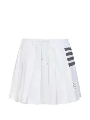 Thom Browne Oxford 4-bar Drawstring Pleated Mini Skirt - White