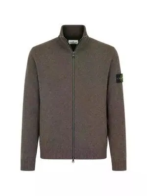 Stone Island Logo-patch Zip-up Wool Sweater
