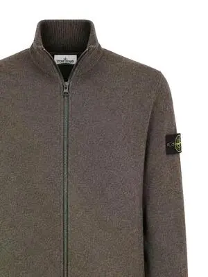 Stone Island Logo-patch Zip-up Wool Sweater