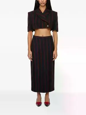 VIVIENNE WESTWOOD Cut Off Pinstripe Cropped Blazer