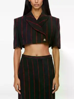 VIVIENNE WESTWOOD Cut Off Pinstripe Cropped Blazer