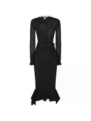 SELF-PORTRAIT Embellished Ruffled-hem Midi Dress