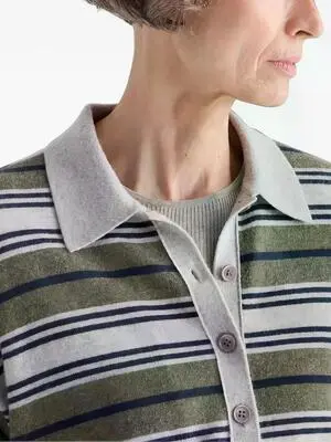 TWP Striped Short-sleeve Polo Sweater - Grey