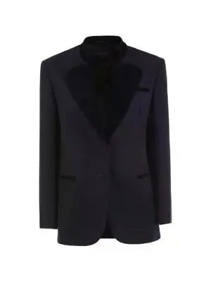 Max Mara Velvet-trim Single-breasted Suit Jacket