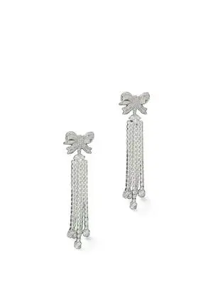 SELF-PORTRAIT Bow-shaped Crystal-fringe Earrings