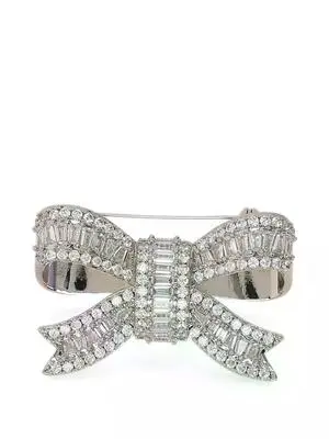 SELF-PORTRAIT Crystal Bow Brooch - Silver