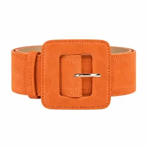 BELTBE Suede Square Buckle Belt - Orange