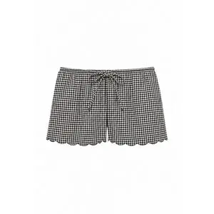 MONTCE Black & White Micro Gingham Scalloped Low-rise Drawstring Short - Black/white