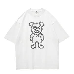 X ILONA BLUE Organic Cotton Embroidered Bear T-shirt - Black/white