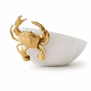 BELS & PEARL Handcrafted Crab Marble Asymmetric Bowl - White