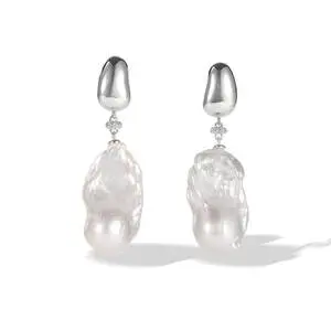 CLASSICHARMS Doris Sterling Large Natural Baroque Pearl Drop Earrings