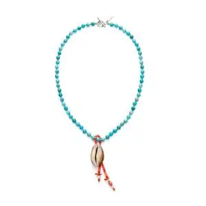 JAREDJAMIN Bimini Turquoise & Removable Cowrie Shell Necklace - Blue