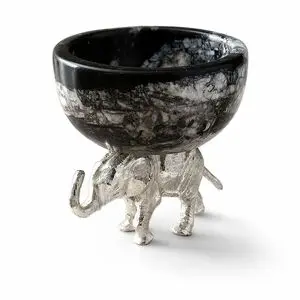 BELS & PEARL Handcrafted Elephant Footed Decorative Bowl - Grey