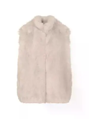 Liu Jo Faux-fur Vest With Belt - Neutrals