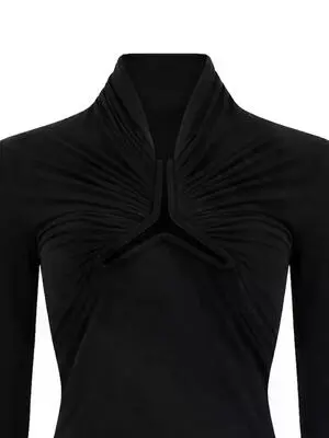 Rick Owens High Neck Long Sleeve Cut-out Top - Black