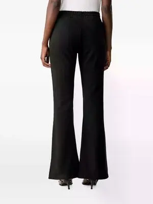 Pinko Logo-embroidered Cotton Flared Trousers