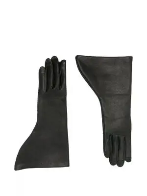 Rick Owens Asymmetric Leather Gloves - Black