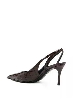FERRAGAMO Croc-effect Slingback Pumps
