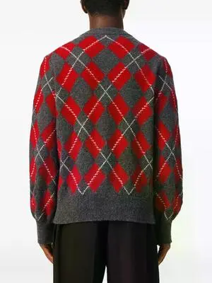 AMI Paris Wool Cardigan In Argyle