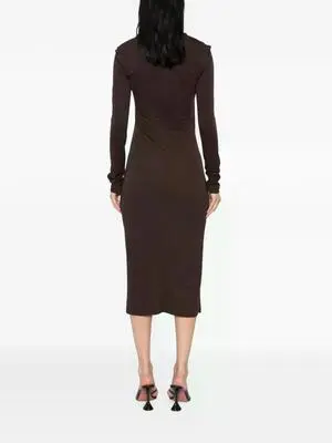 Max Mara Estremo Crossover-neck Long-sleeve Midi Dress