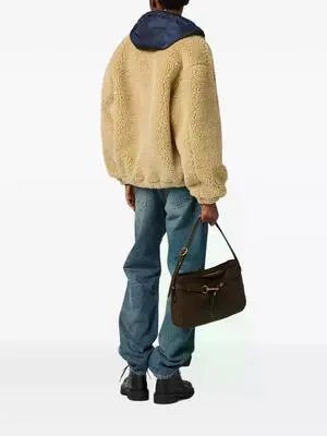 Miu Miu Fleece Blouson Jacket With Technical Hood - Neutrals