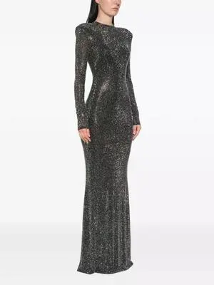 TWENTY FOURHAITCH Crystal Embellished Long Sleeve Maxi Dress