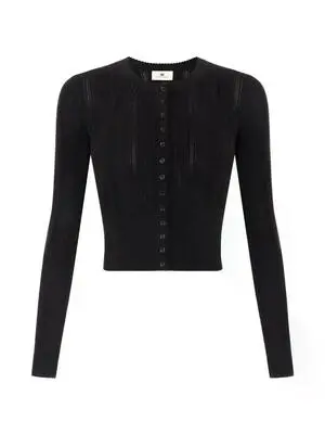 Elisabetta Franchi Knit Openwork Cardigan - Black