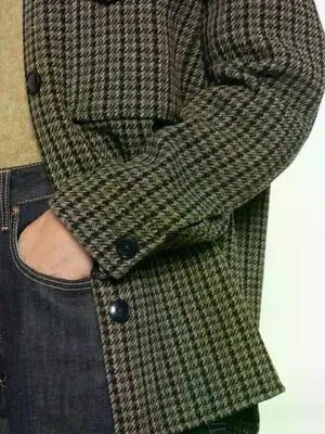 Closed Houndstooth Pattern Button-up Jacket - Brown