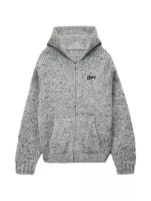 Alexander Wang Oversized Zip-up Hoodie With Aw Embroidery