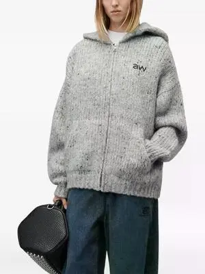 Alexander Wang Oversized Zip-up Hoodie With Aw Embroidery