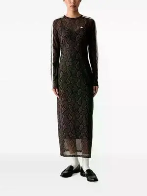 Adidas Snake-print Long-sleeve Maxi Dress