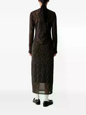 Adidas Snake-print Long-sleeve Maxi Dress