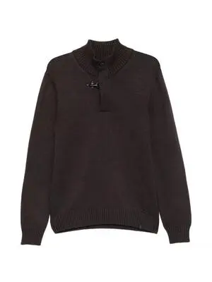 FAY Elbow-patch Hook-fastening Sweater - Brown