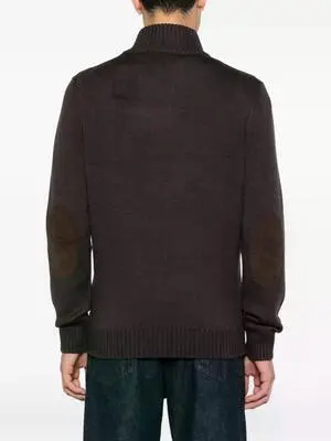 FAY Elbow-patch Hook-fastening Sweater - Brown