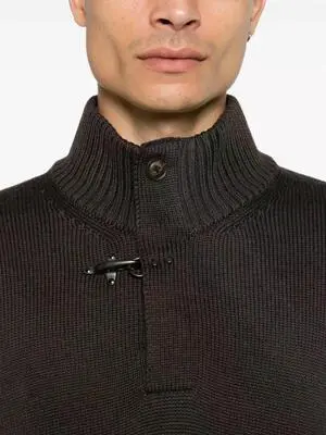 FAY Elbow-patch Hook-fastening Sweater - Brown