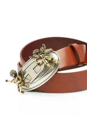 DIESEL® 3.5cm Leather Belt With Cherub Oval D Buckle