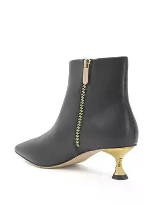 Studio Amelia Pointed-toe Ankle Boots With Kitten Heel - Black